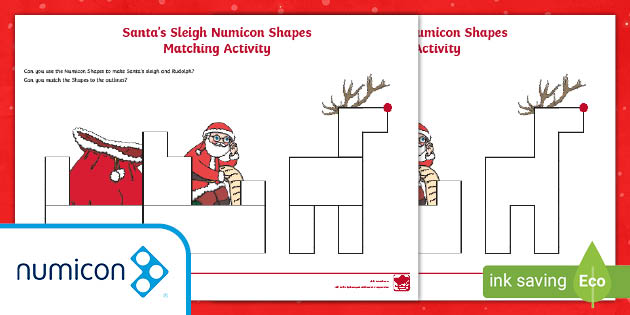 Santa's Sleigh Numicon Shape Outline and Matching Activity